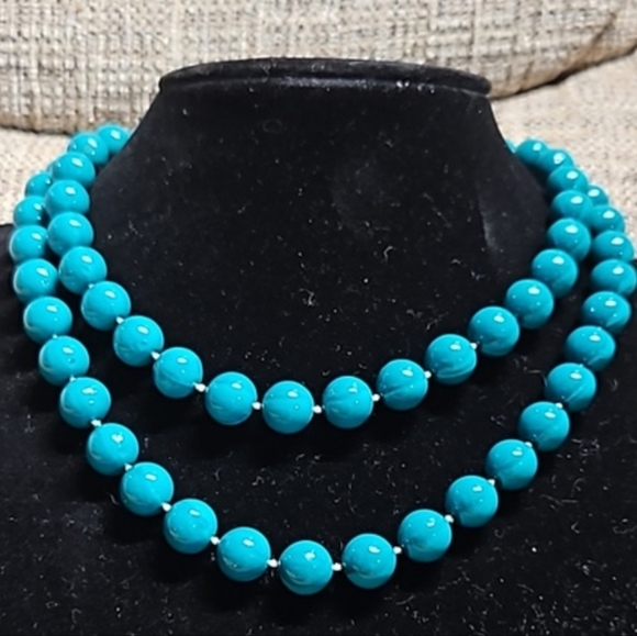 Jewelry | 15 Or 31 Womans Continuous Dark Teal Beaded Costume Necklace ...